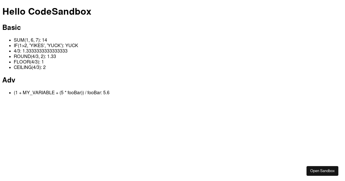 example-formula-parser (forked) - Codesandbox