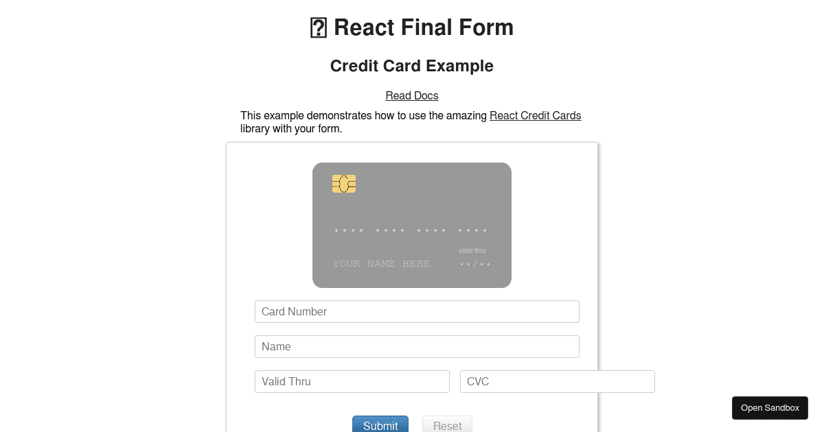 react-final-form-credit-card-example - Codesandbox