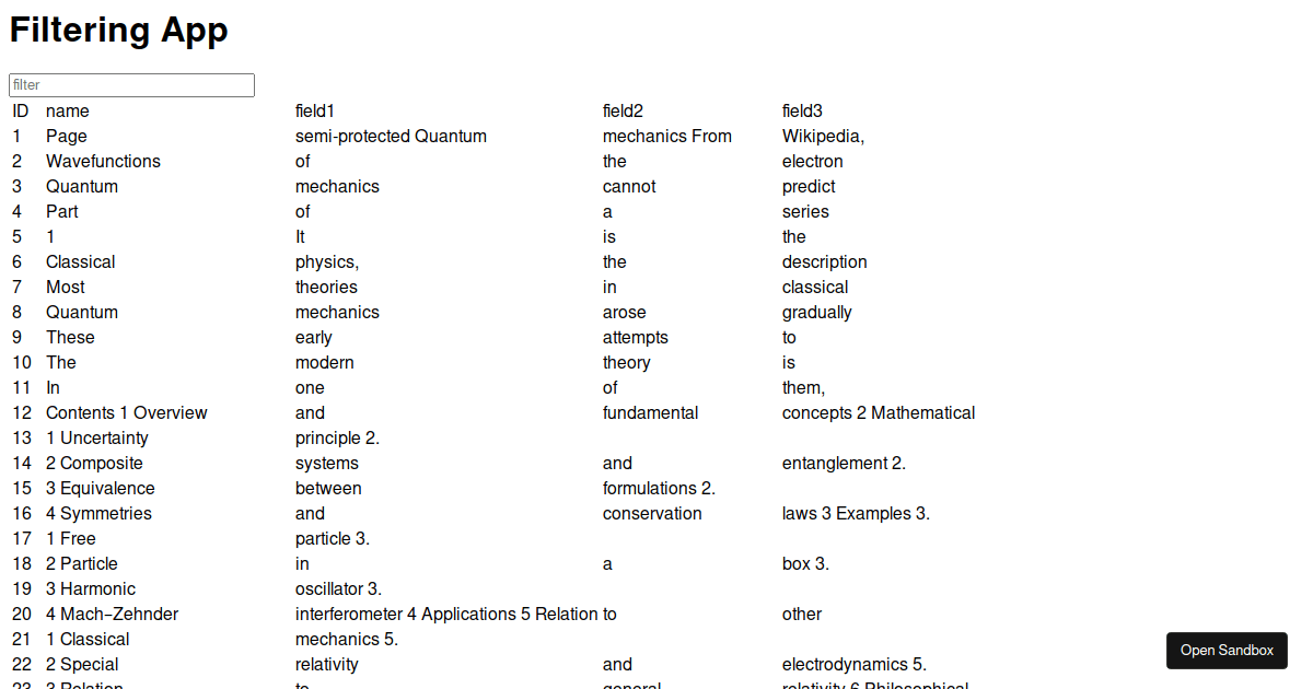 Harmaja + Lonna : Filtering - Codesandbox