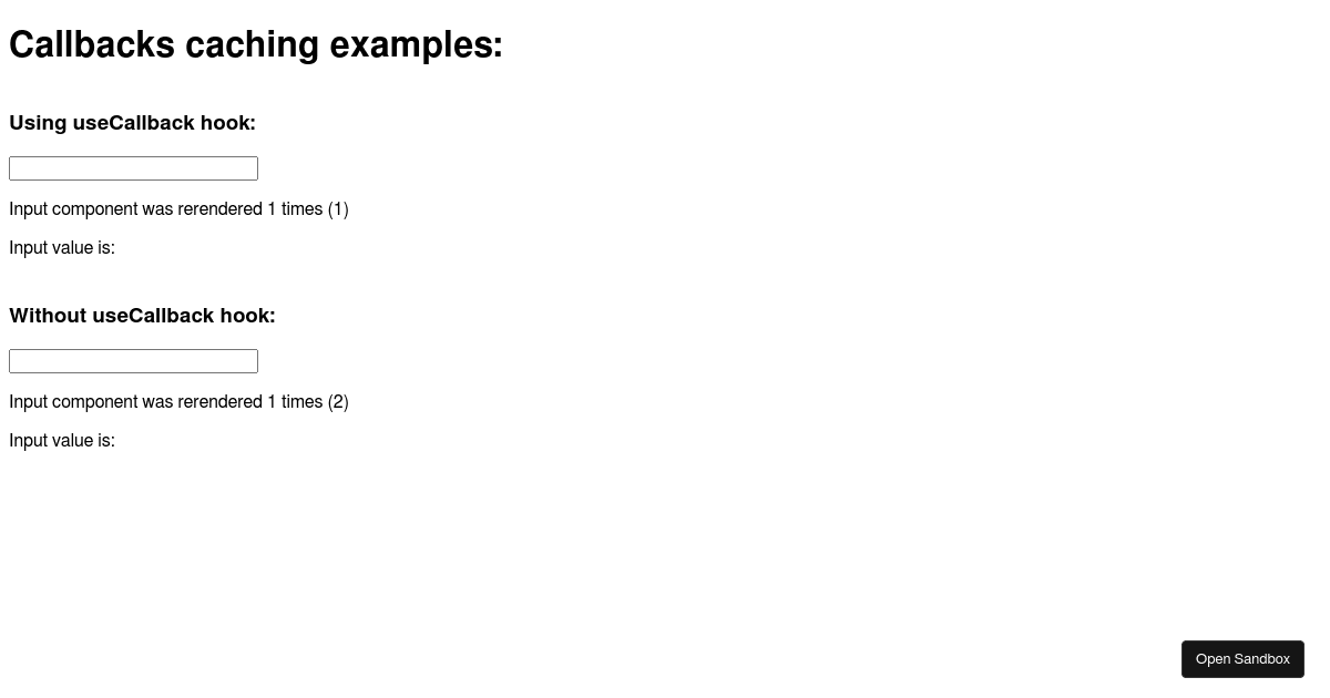 Useref Usecallback And Plane Callback Codesandbox