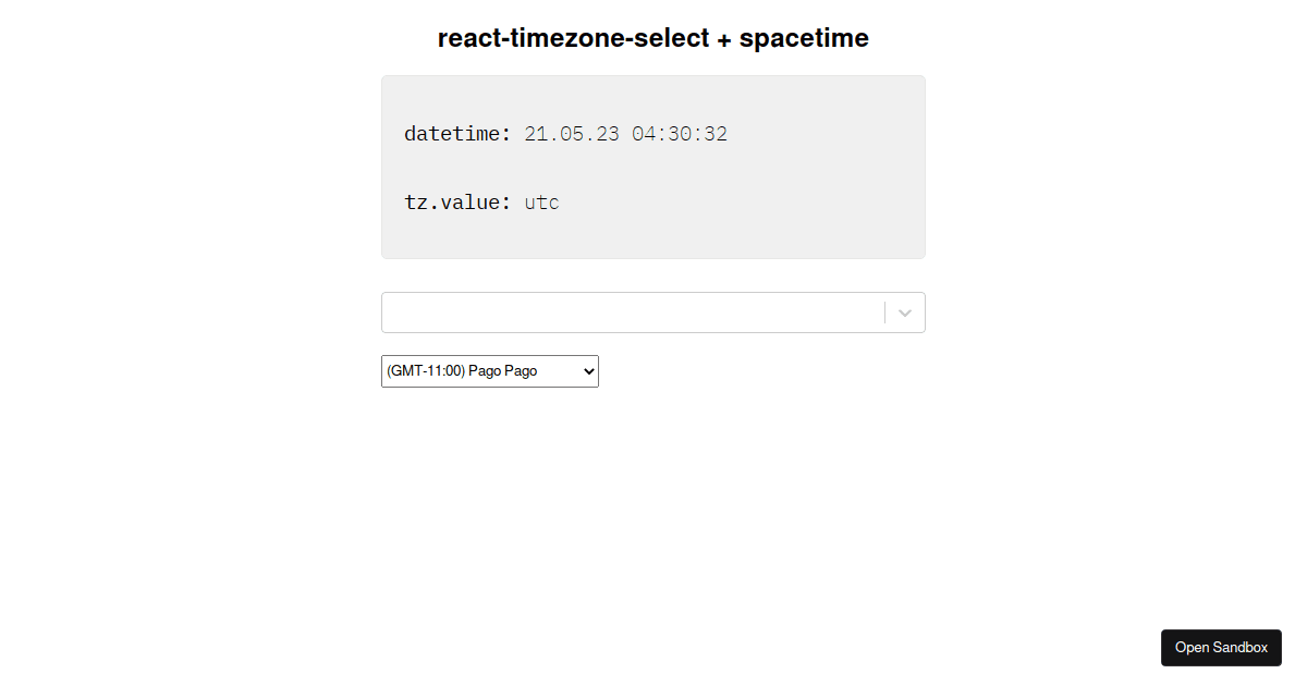 React Timezone Select Usage Forked Codesandbox