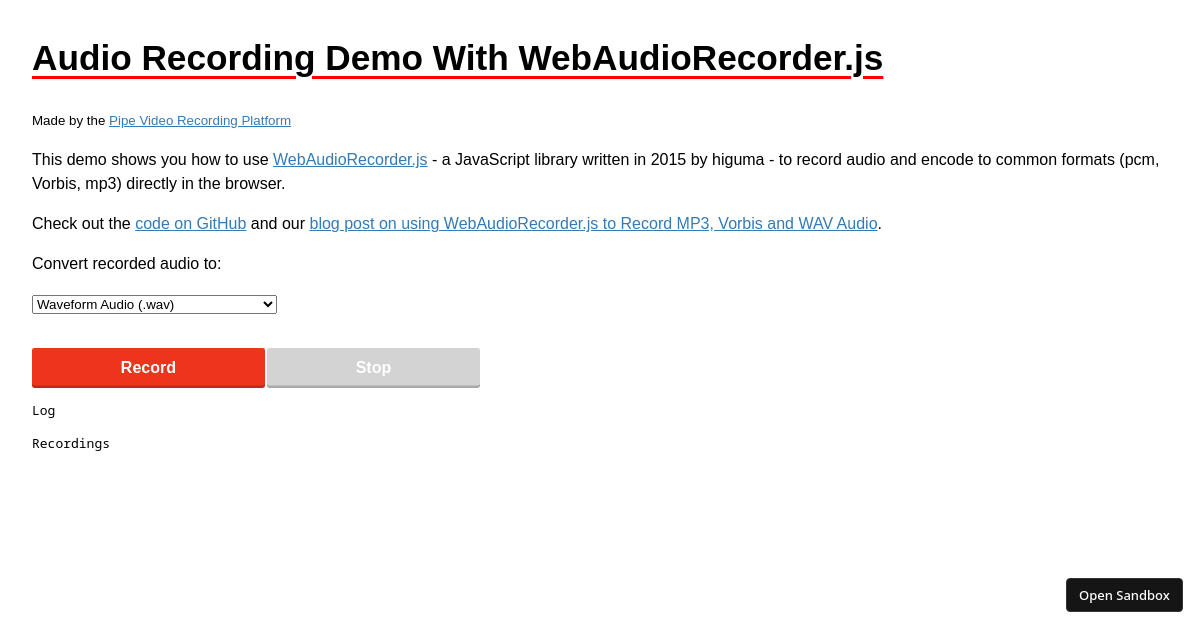 addpipe/simple-web-audio-recorder-demo - Codesandbox