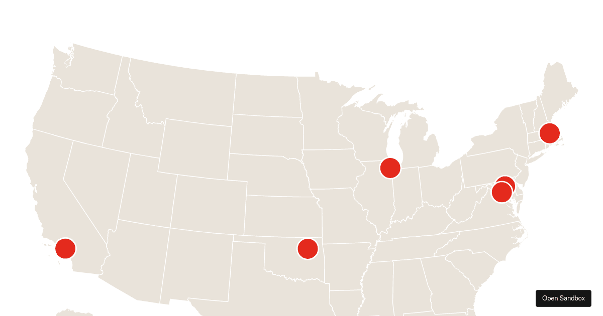 USA state labels map - Codesandbox