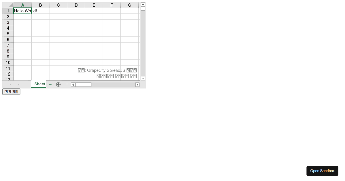 Spreadjs 크기 변경 및 Context Menu Css Codesandbox