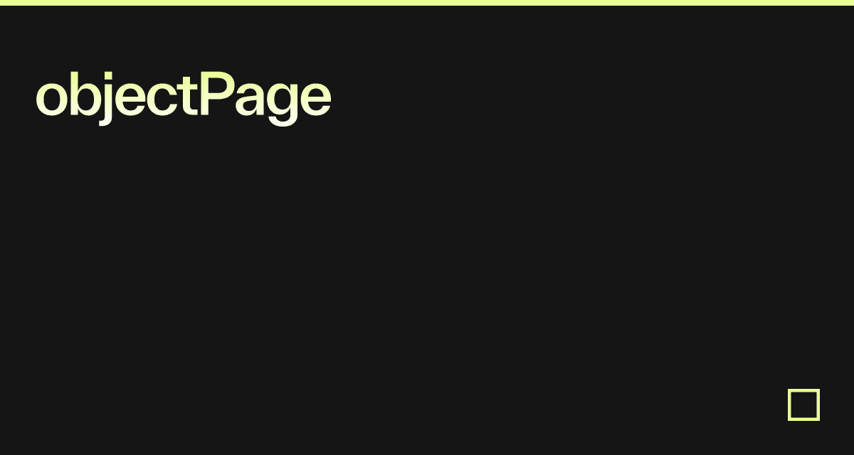 objectPage - Codesandbox