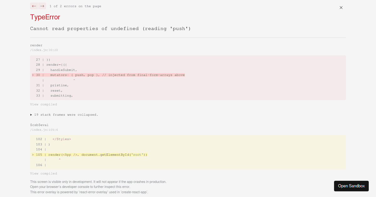 馃弫 React Final Form Array Field Level Validation Forked Codesandbox