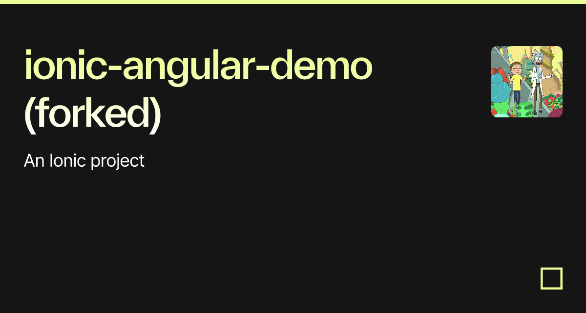 Ionic Angular Demo Forked Codesandbox