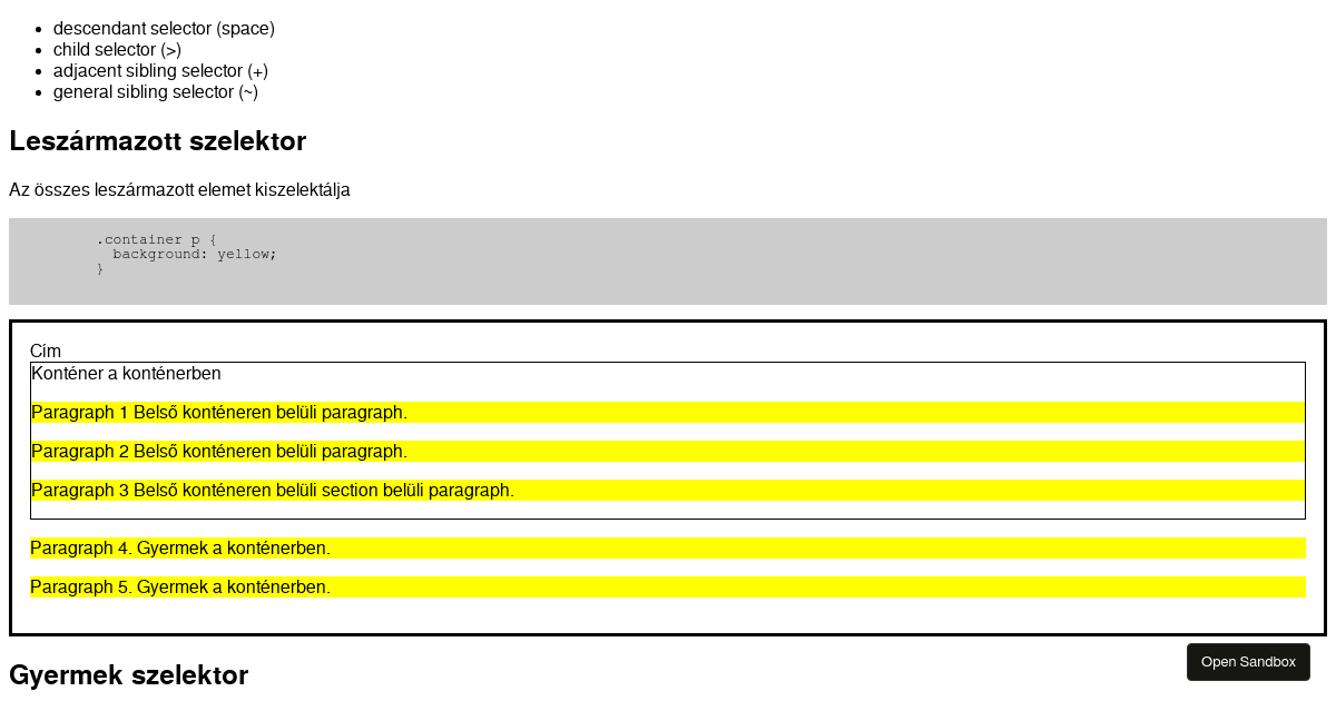 combinator selectors - Codesandbox