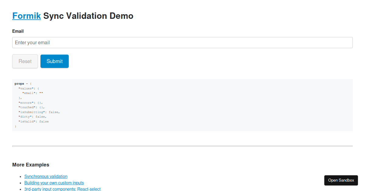 formik-09x-synchronous-validation-example-forked - Codesandbox