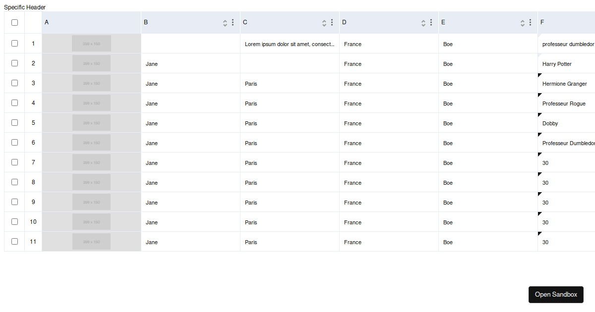 vue-spreadsheet (forked) - Codesandbox