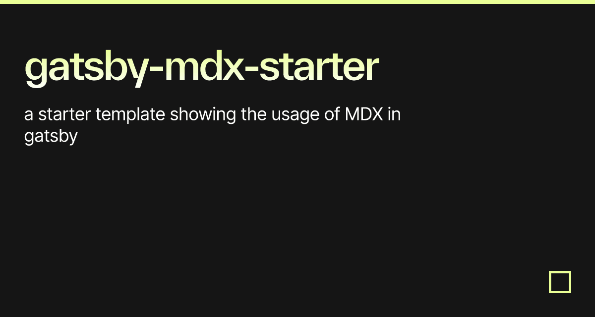 Gatsby Mdx Starter Codesandbox 