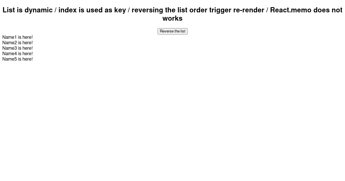 Dynamic List Of Data Key Equal Index And Reactmemo Codesandbox