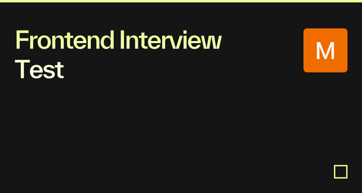 Frontend Interview Test Codesandbox