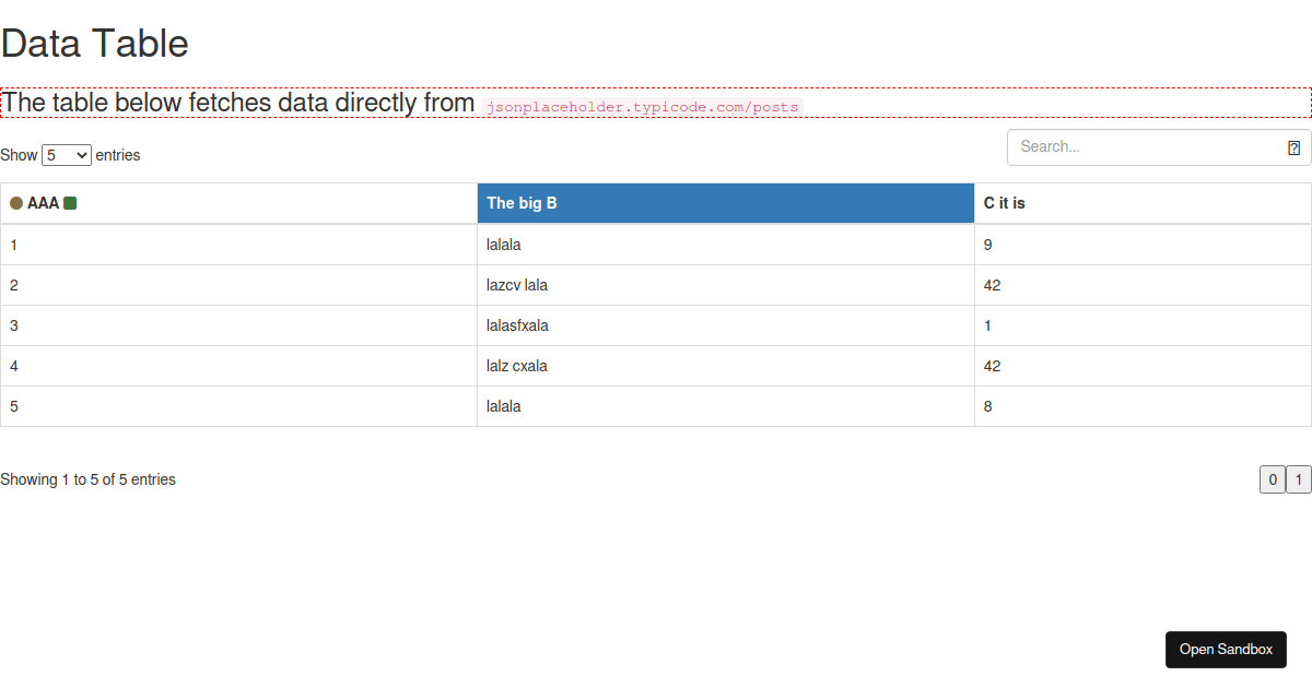 lit data-table (forked) - Codesandbox