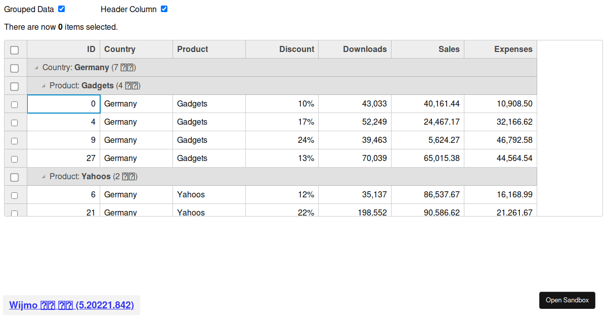 Wijmo Vue Selector Checkbox 설정updated Codesandbox