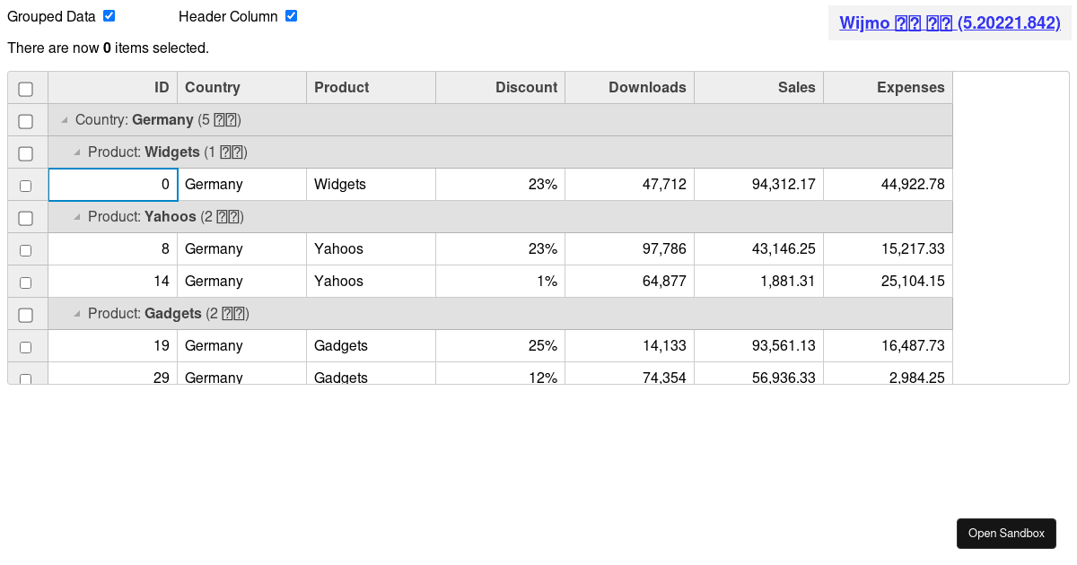Wijmo Vue Selector Checkbox 설정updated Codesandbox