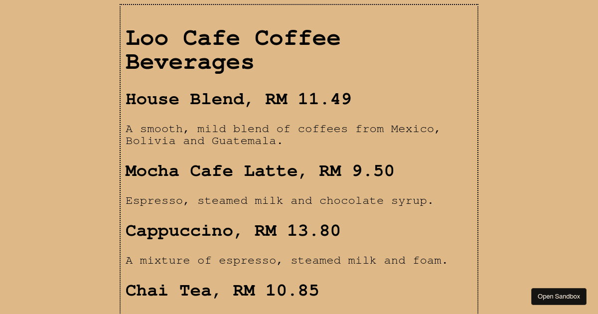 Starbuzz Coffee Work - Codesandbox