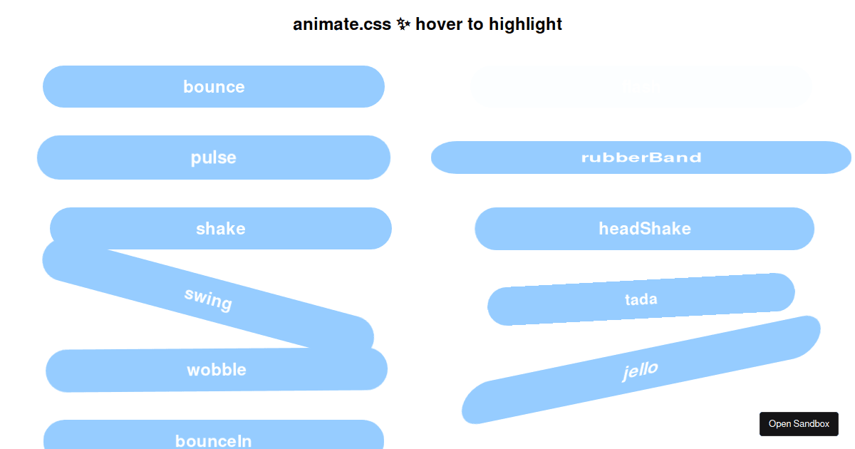 animate.css display - Codesandbox