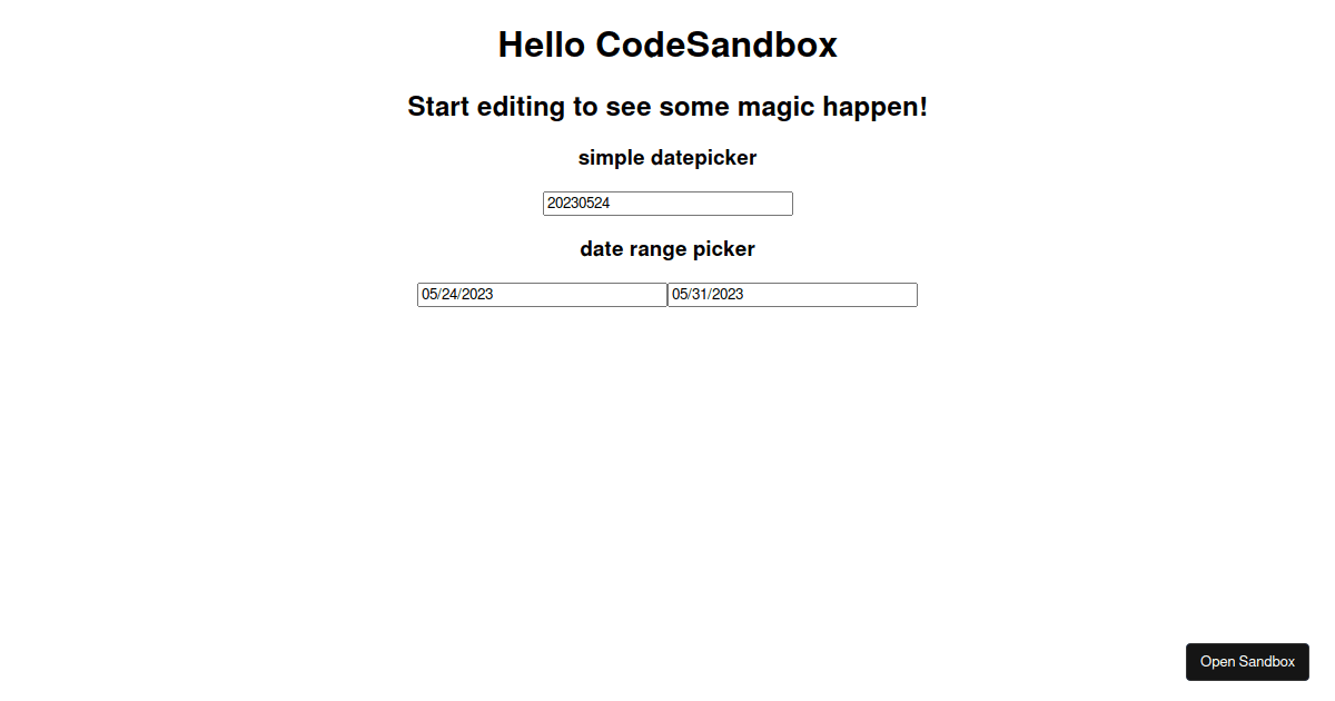 React Datepicker Example Forked Codesandbox