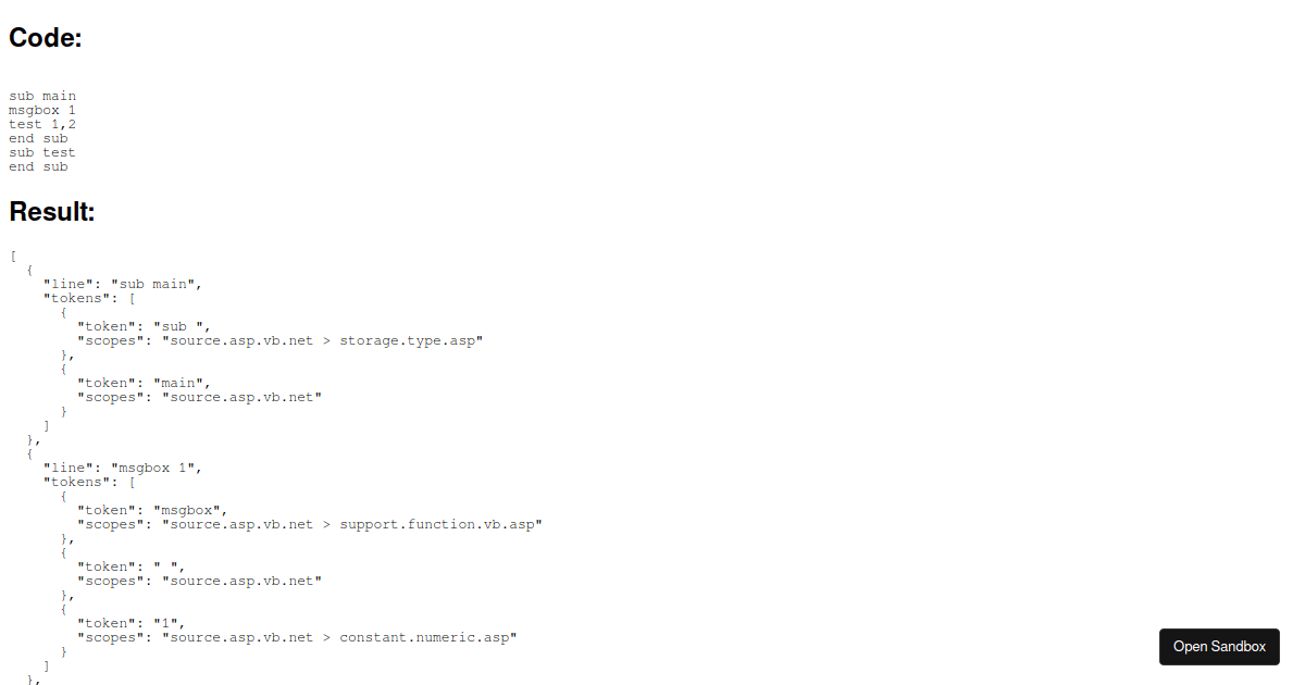 vb & vscode-textmate - Codesandbox