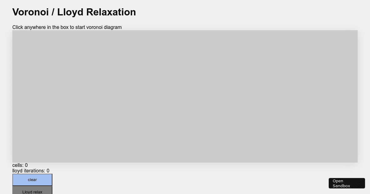 Voronoi / Lloyd Relaxation (forked) - Codesandbox