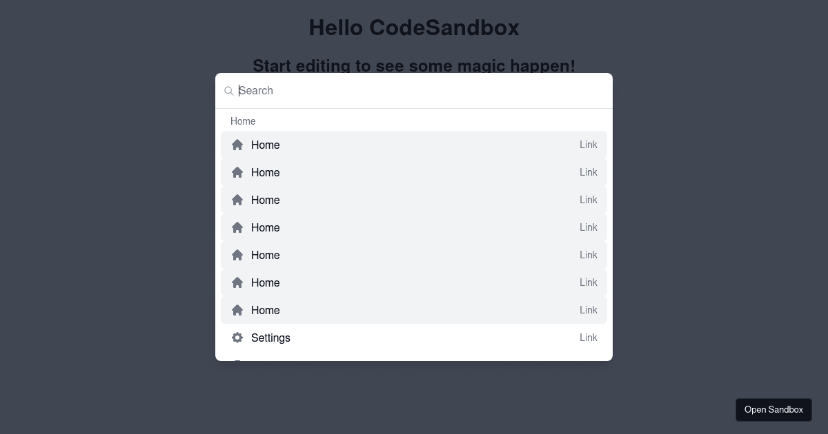 react cmdk (forked) - Codesandbox