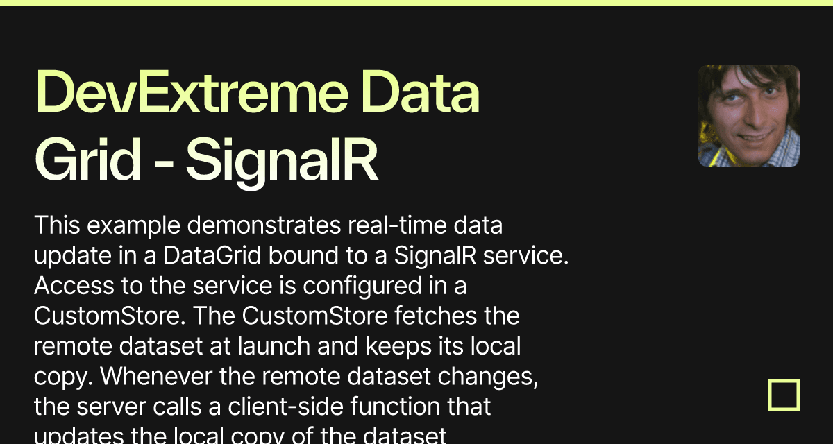 DevExtreme Data Grid - SignalR Service with pushAggregationTimeout (forked) - Codesandbox