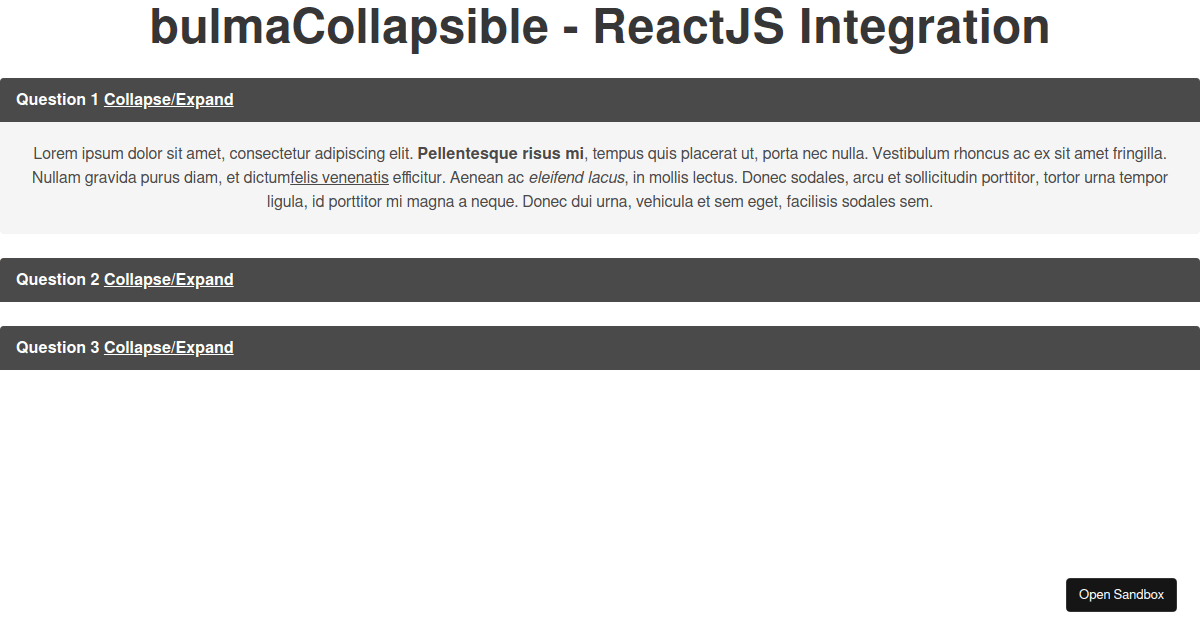 bulma-collapsible/reactjs - Codesandbox