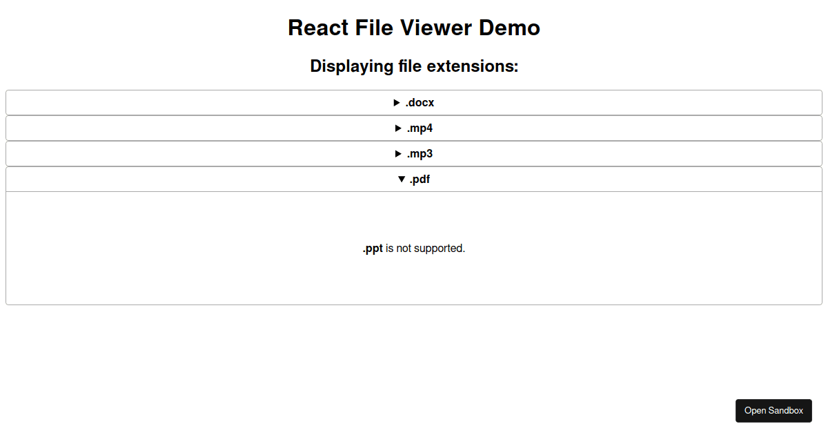 React File Viewer Example Docx Pdf Mp4 Forked Codesandbox