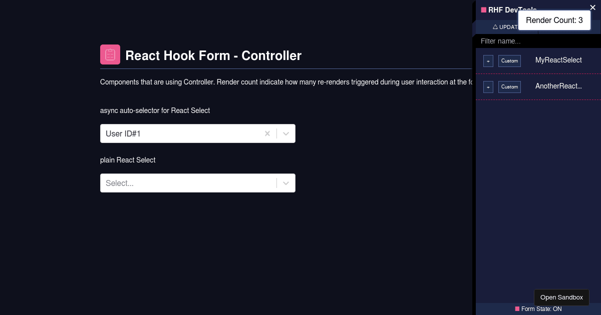 RHF React-Select setValue isValid - Codesandbox