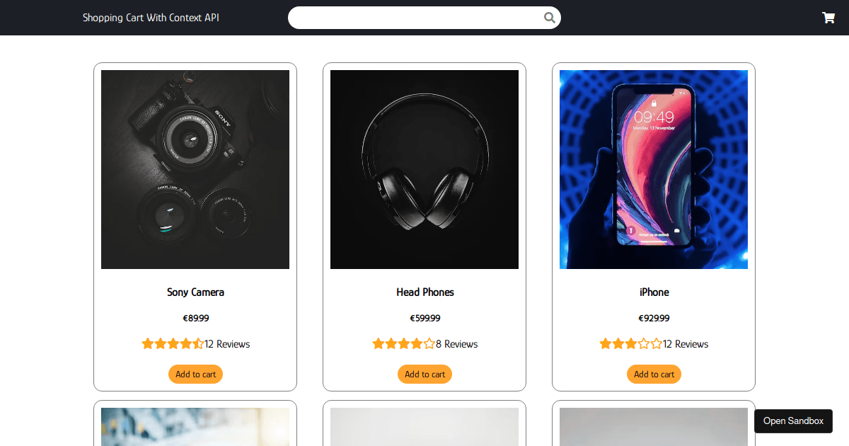 shoping-cart-context-api - Codesandbox