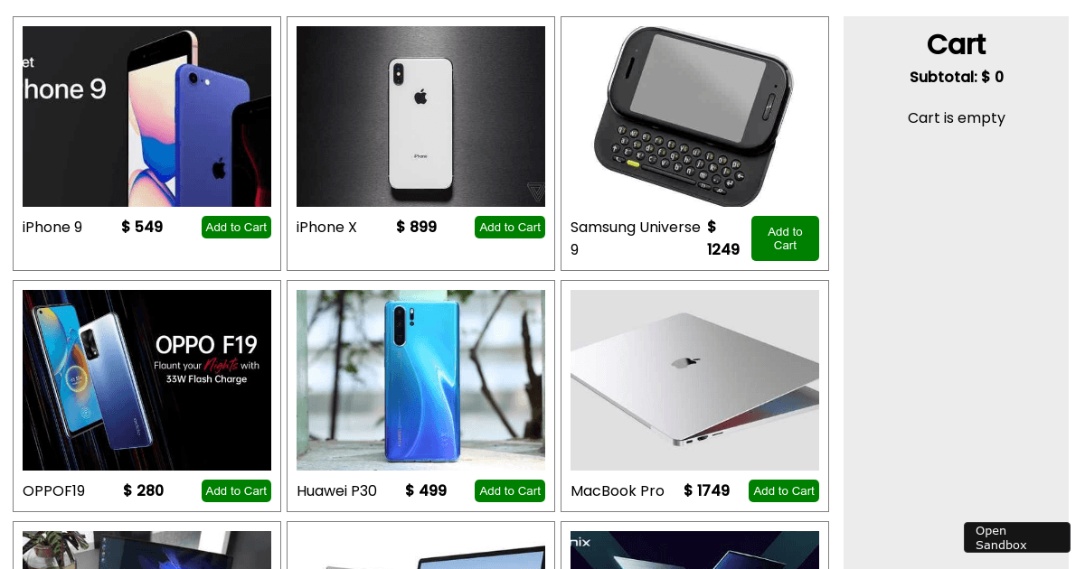 product-cart-react - Codesandbox