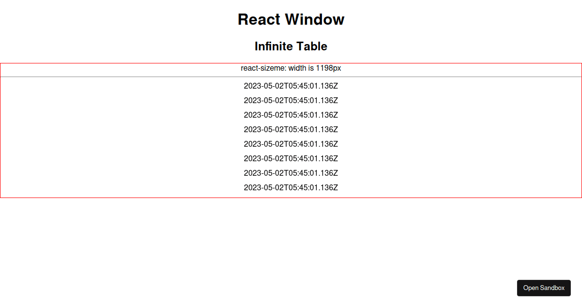 Infinite Table - Codesandbox