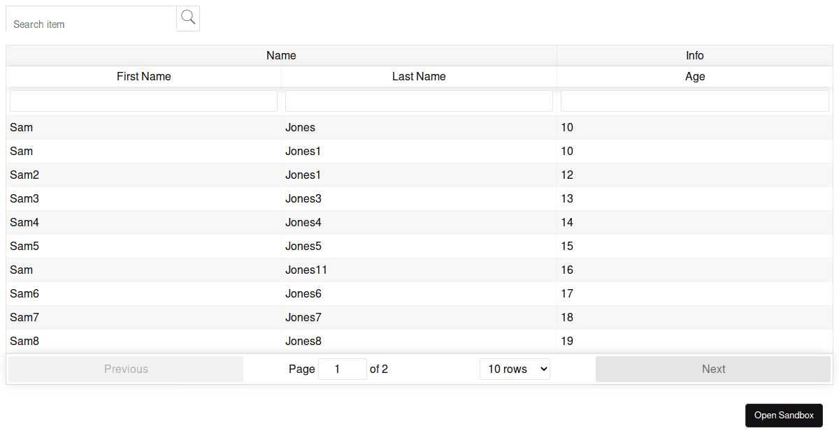React example - Codesandbox