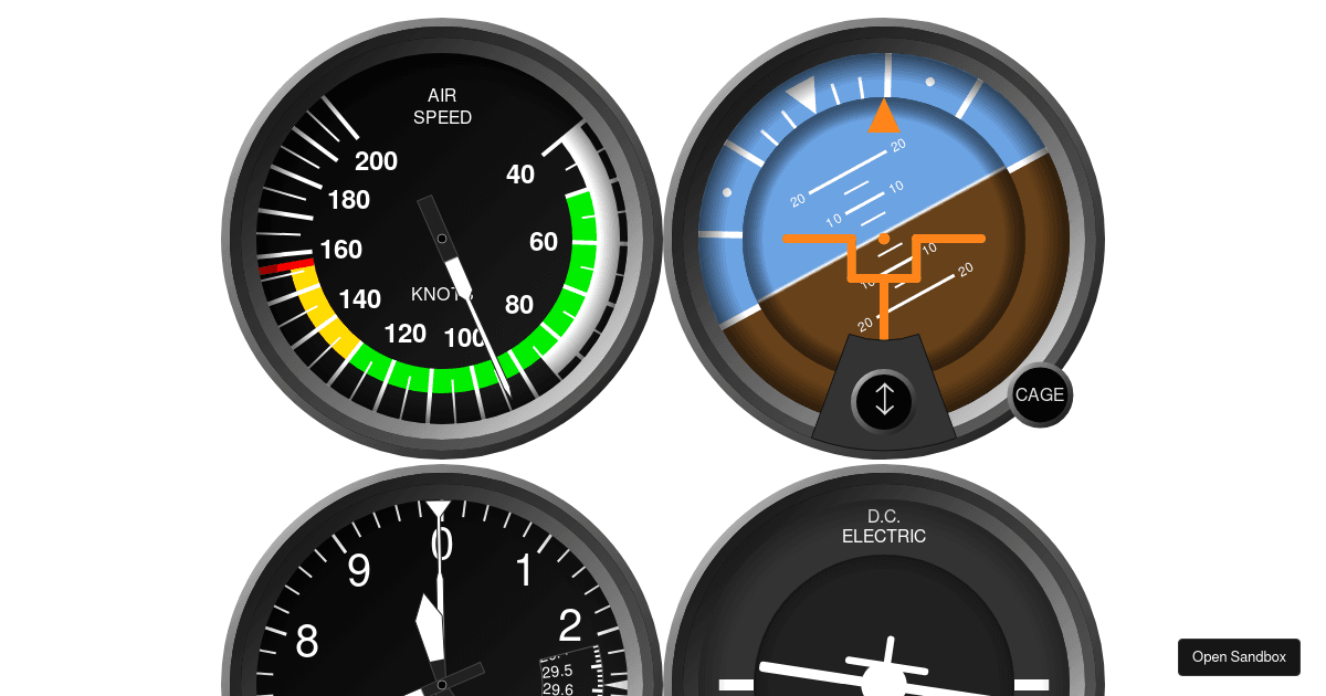 six-pack-flight-instruments - Codesandbox