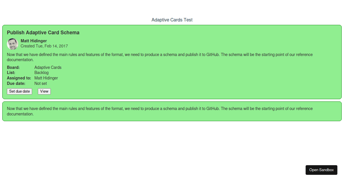mc-adaptive-cards-test - Codesandbox