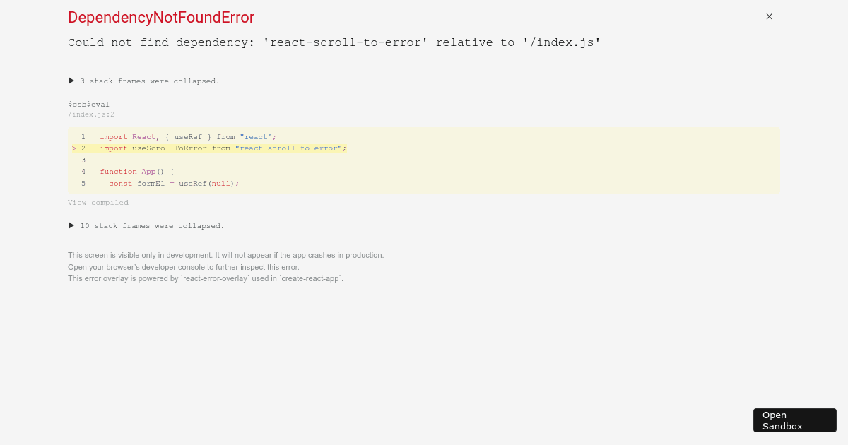 Formik Scroll into First Error (forked) - Codesandbox