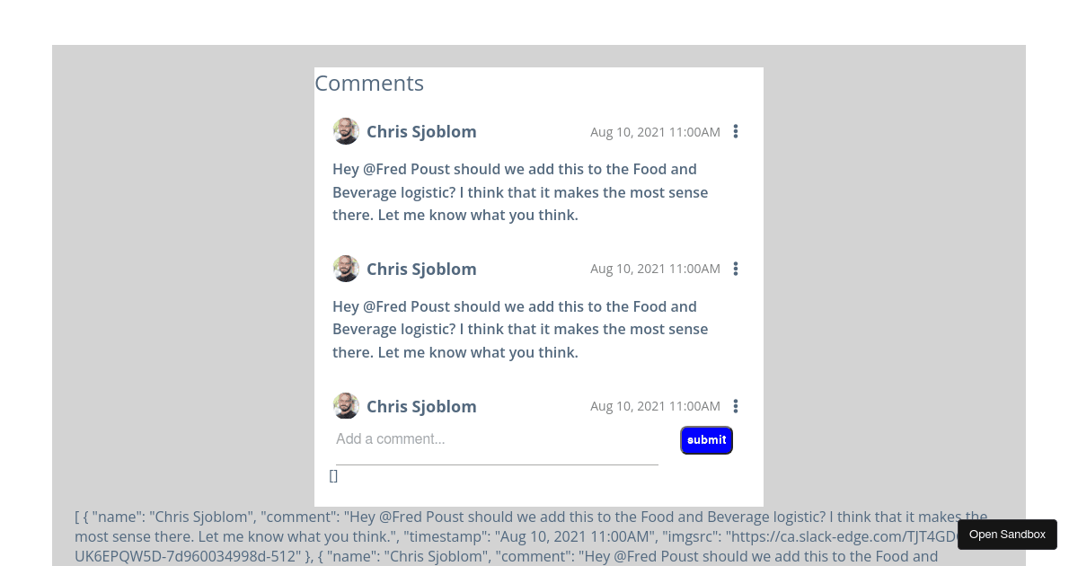 Scrollable Comments Box With Mention Input Vue2 Quill Forked Codesandbox