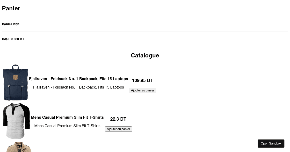 TP catalogue - Codesandbox