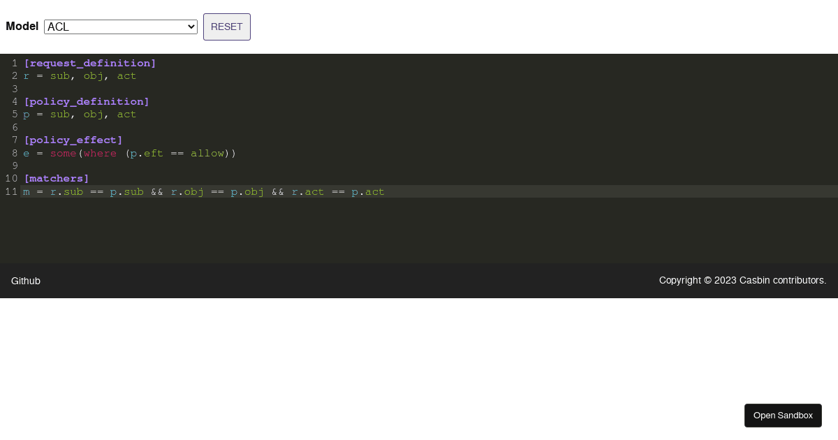 casbin-editor (forked) - Codesandbox