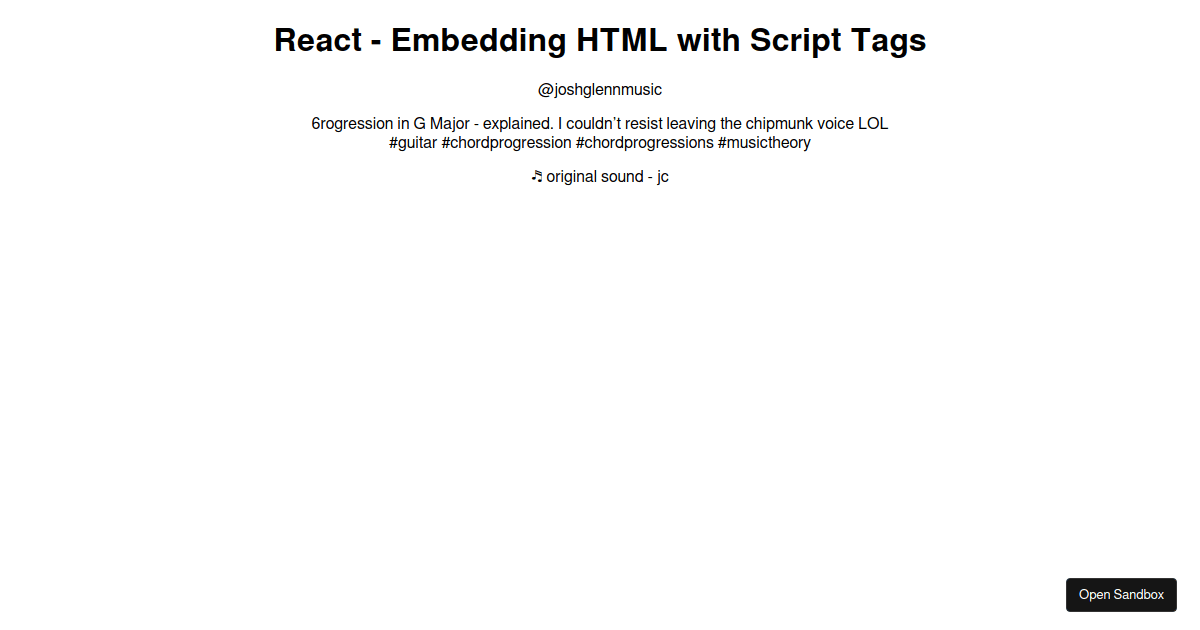 React Embed With Script Tag Forked Codesandbox