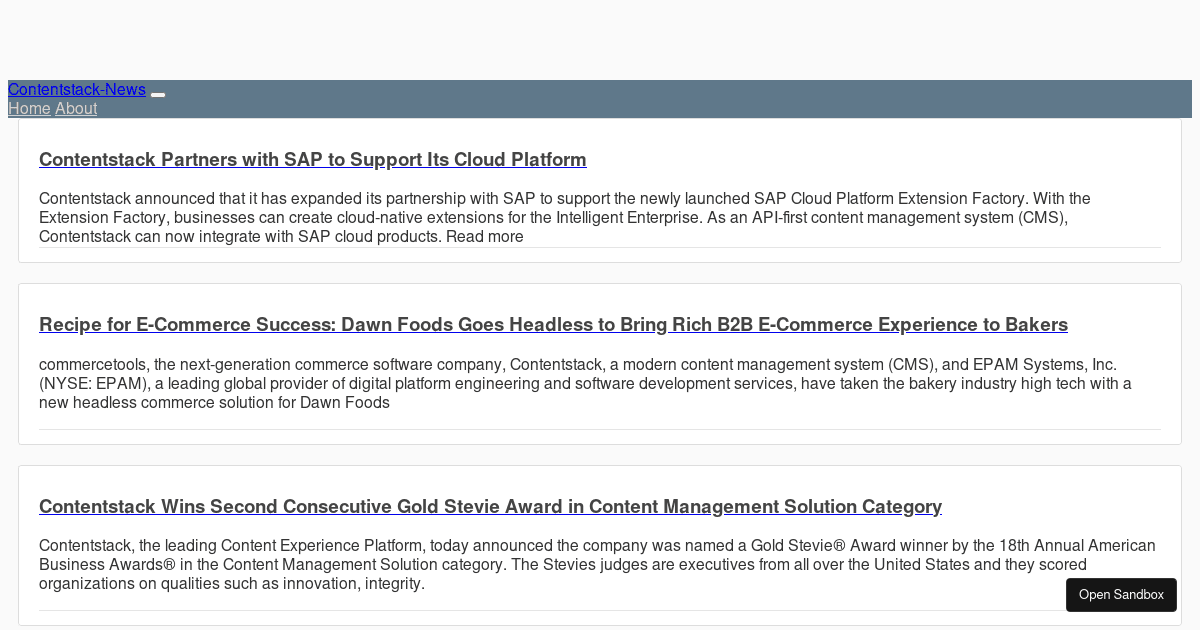 Contentstack React Ts News Webapp Codesandbox