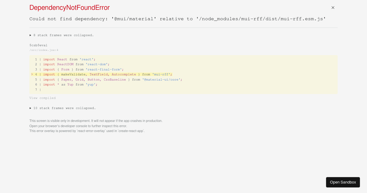 馃弫react Final Form Material Ui Example Codesandbox