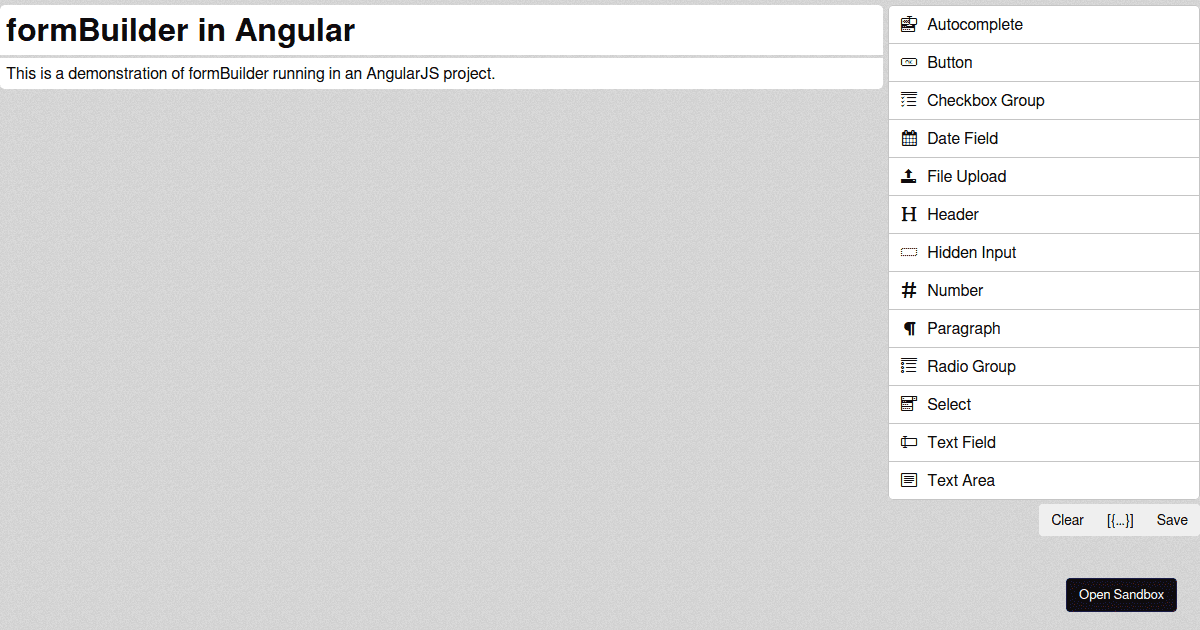 Formbuilder Angular Codesandbox
