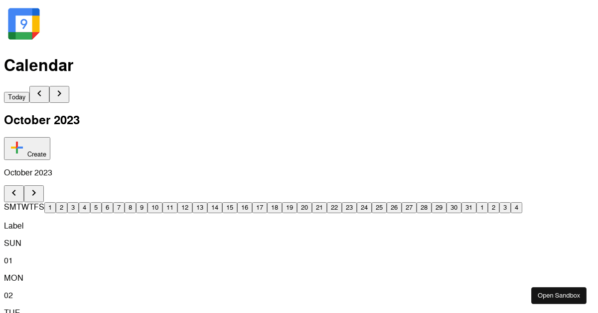 google-calendar-clone - Codesandbox