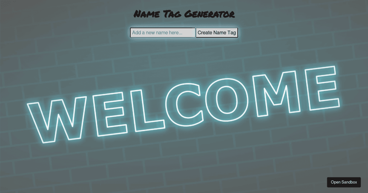 Name Tag App - Codesandbox