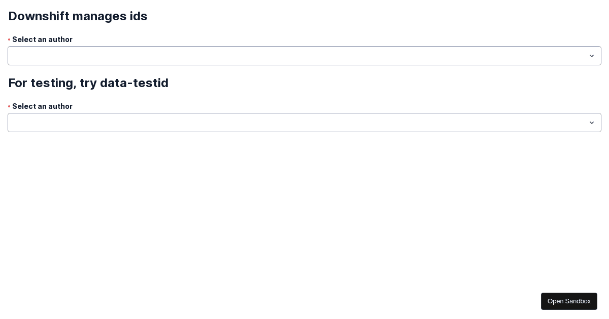 Adding ids to combobox for testing - Codesandbox