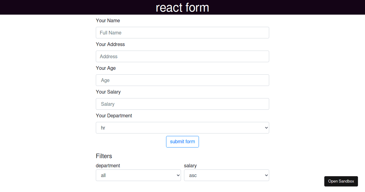React-Salary-Form - Codesandbox