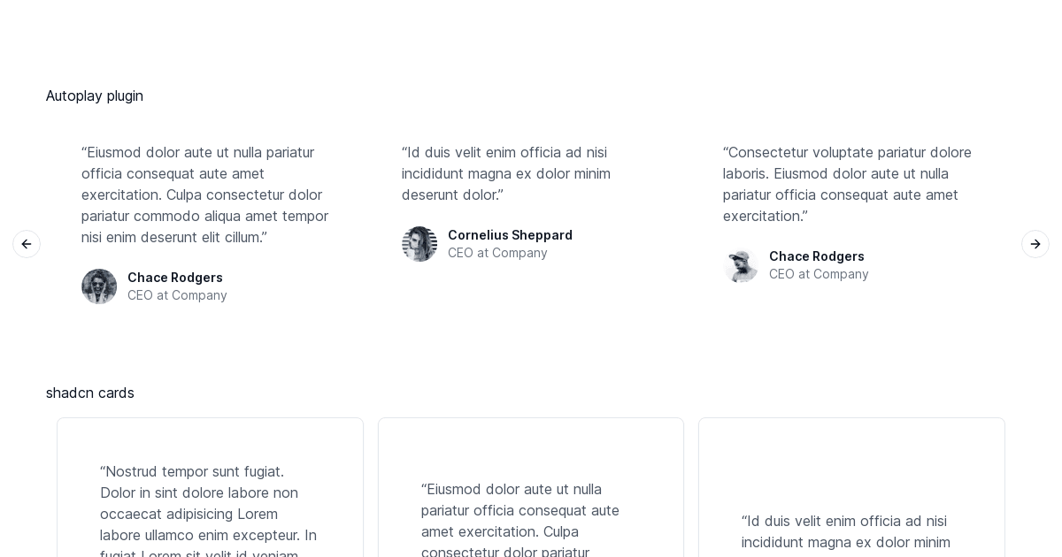 Shadcn Carousel Testimonials - Codesandbox