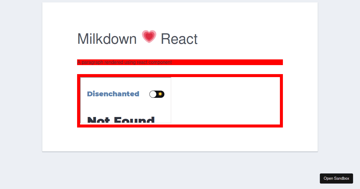 Milkdown React Custom Element Codesandbox